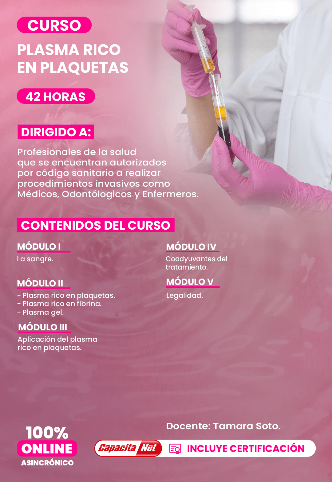 Curso PRP Online Certificado | Plasma Rico en Plaquetas 42h