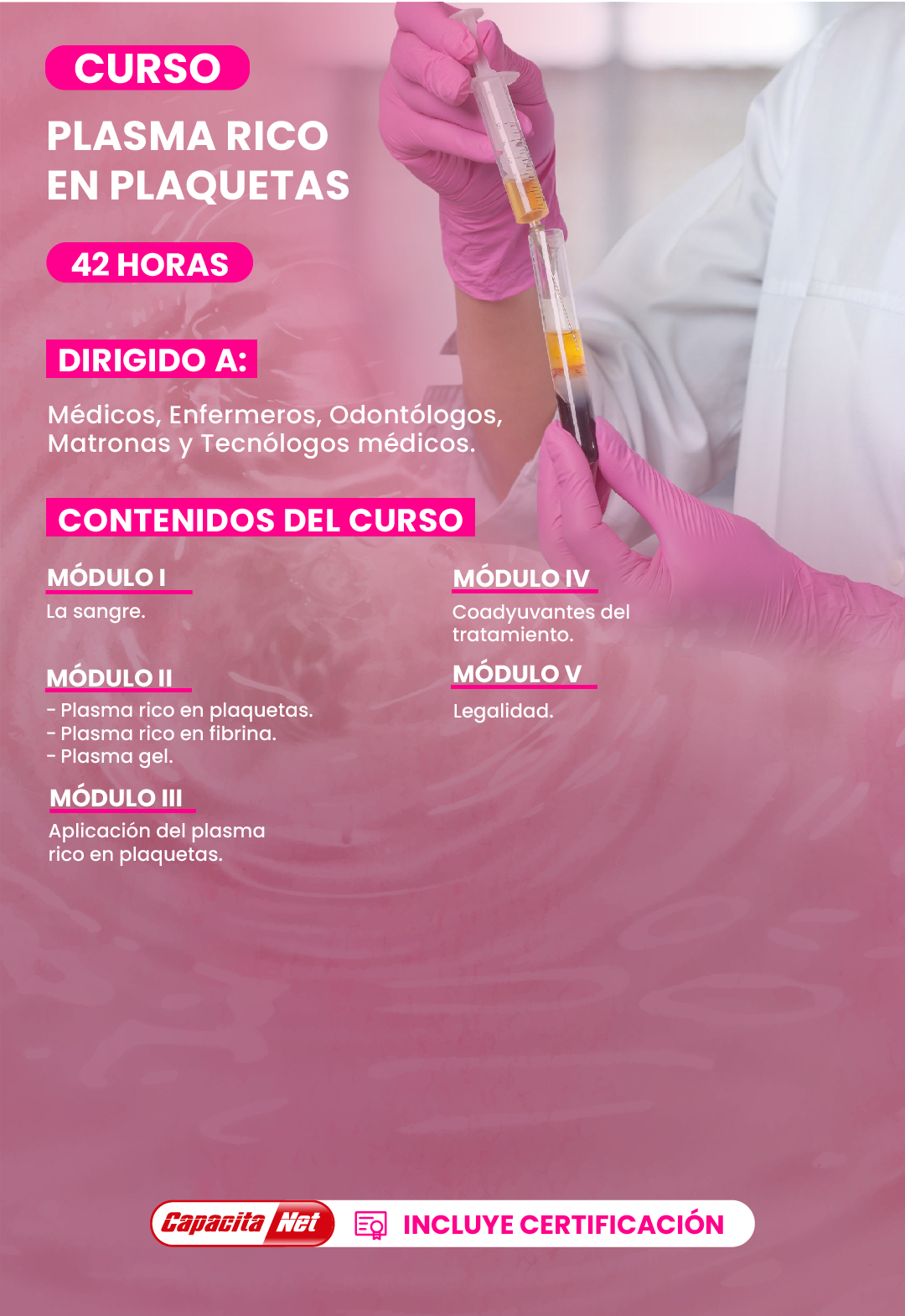 Curso PRP Online Certificado | Plasma Rico en Plaquetas 42h